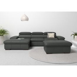 OTTO home Ecksofa &raquo;Alberto L-Form&laquo; mit Kopfteilverstellung, wahlweise mit Schlaffunktion grau Luxus-Microfaser Lederoptik (100% Polyester);Luxus-
