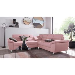 Sit & More sit&more Ecksofa &raquo;Sorano L-Form&laquo; wahlweise mit Bett- und Relaxfunktion, inkl. Bettkasten rosa B/H/T: 249cm x 88cm x 229cm, Struktur fein, langer 