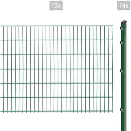 Arvotec Doppelstabmattenzaun &raquo;EXCLUSIVE 123 zum Einbetonieren&laquo; Zaunh&ouml;he 123 cm, Zaunl&auml;nge 2 - 60 m gr&uuml;n Kunststoff, Stahl H/L: 123cm x 26m, Pfosten: 14 Stk.