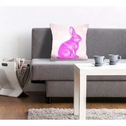 queence Dekokissen &raquo;Hugo&laquo; mit einem pinken Hasen pink Polyester B/L: 40cm x 40cm, 1 Stk.