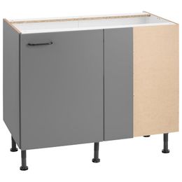 Optifit Eckunterschrank &raquo;Elga&laquo; mit Soft-Close-Funktion, h&ouml;henverstellbaren F&uuml;&szlig;e, Breite 100 cm grau Holzwerkstoff basaltgrau, B/H/T: 100cm x 87cm x 