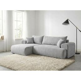 WERK2 Ecksofa &raquo;Ewela 265 x 145 cm modern und bequem&laquo; Boucl&eacute;, L-Form, Schlaffunktion, Bettkasten 100% Polyester B/H/T: 265cm x 100cm x 145cm, Boucl&eacute;, 