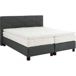 Westfalia Schlafkomfort Boxspringbett wahlweise mit Topper grau Bezug: 100% Polyester Microvelours Ohne Topper, Liegefl&auml;che B/L: 180cm x 200cm, H2 + H2, 7-Zonen-