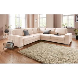 Sit & More sit&more Ecksofa &raquo;Santorini L-Form&laquo; mit Federkern und Sitztiefenverstellung, wahlweise mit Schlaffunktion beige Struktur (100% Polyester);Struktur 
