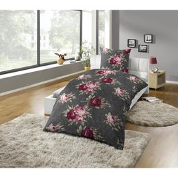 Kinzler Bettw&auml;sche &raquo;Polycotton Flanell&laquo; 2 tlg. besonders weich, verschiedene Designs grau Polyester, Obermaterial: 100% Polyester B/L: 135cm x 200cm, 