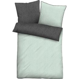 Biberna Wendebettw&auml;sche &raquo;HERMAL Melange Flanell uni, kuschelig weich&laquo; 2 Stk. Flanell in Melangeoptik, Winterbettw&auml;sche, Made in Germany gr&uuml;n Flanell, 
