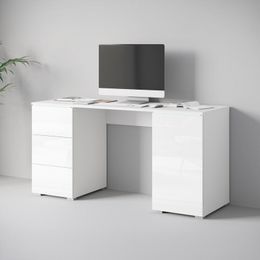 Home Affaire Schreibtisch &raquo;Vera, Computertisch mit LED-Beleuchtung&laquo; 1 Stk. tlg. B&uuml;rotisch mit LED, Push-to-Open, 3 Schubladen & Stauraum wei&szlig; B/H/T: 