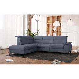 Sit & More sit&more Ecksofa &raquo;Astoria L-Form&laquo; wahlweise mit motorischer Relaxfunktion grau 100% Polyester B/H/T: 256cm x 91cm x 225cm, Flachgewebe, Ottomane links