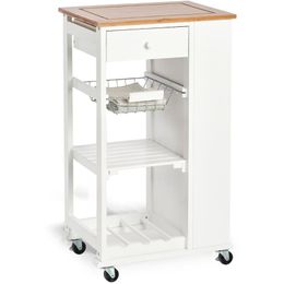 zeller K&uuml;chenwagen mit 4 Rollen wei&szlig; MDF B/H/T: 50cm x 86,5cm x 37cm