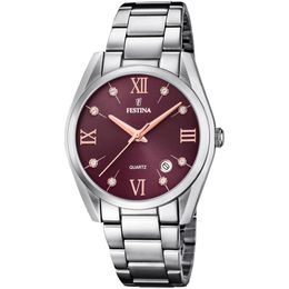 Festina Damen Quarzuhr &raquo;Boyfriend Collection&laquo; Armbanduhr, Damenuhr, Edelstahlarmband, Datum silber Einheitsgr&ouml;&szlig;e