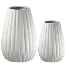 Casablanca by Gilde Tischvase &raquo;2tlg. Set Vase Piega wei&szlig; H.17 cm&laquo; wei&szlig; Porzellan B/H/T: 10,5cm x 17cm x 10,5cm &Oslash; 10,5cm