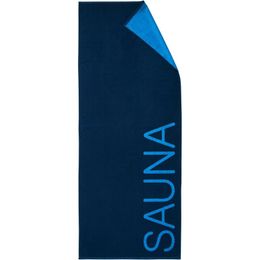 Dyckhoff Saunatuch &raquo;Doubleface&laquo; mit Schriftzug "Sauna" blau Zwirnfrottee, Obermaterial: 100% Baumwolle B/L: 80cmx200cm, 1 Stk., Zwirnfrottee