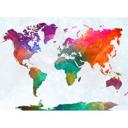 Livingwalls living walls Fototapete &raquo;Designwalls Global Map&laquo; glatt Vlies, Wand, Schr&auml;ge, Decke bunt Vlies B/L: 3,5m x 2,55m