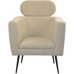 HOFMANN LIVING AND MORE Loungesessel beige 100% Polyester Luxus-Microfaser Teddyoptik, Kopfst&uuml;tzenverstellung, B/H/T: 72cm x 95cm x 67cm