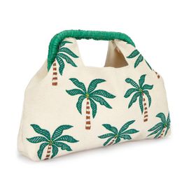 Lscn By Lascana Damen LSCN by LASCANA Handtasche &raquo;Clutch, Abendtasche, Sommertasche, Damentasche&laquo; NEU mit sommerlicher Palmen-Stickerei B/H/T: 32cm x 