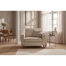 OTTO home Loveseat &raquo;Pinto Skandi 105 cm, Chenille, Struktur&laquo; mit Keder, Massivholzf&uuml;&szlig;e Eiche ger&auml;uchert 100% Polyester Chenille, B/H/T: 108cm x 89cm x