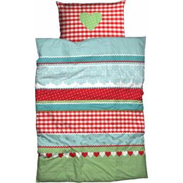 CASATEX Bettw&auml;sche &raquo;Herz-Karo&laquo; 2 Stk. niedlichem Herz-Karo Design rot Renforc&eacute;, Obermaterial: 100% Baumwolle B/L: 135cm x 200cm, 1 Stk., 1 Stk., 
