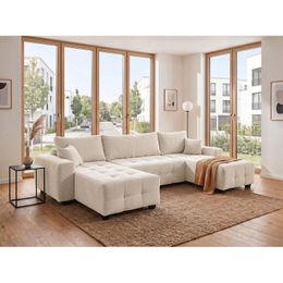 OTTO home Wohnlandschaft &raquo;Bella U-Form, Breite 314 cm&laquo; Wonlandschaft, Schlaffunktion,Bonnelfederkern,R&uuml;ckenkissen beige 100%Polyester B/H/T: 314cm x 