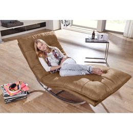 W.Schillig Relaxliege &raquo;daily dreams&laquo; in Waffelkissen-Optik, Schaukelgestell Chrom gl&auml;nzend, in 2 Breiten braun Longlife Xtra-Leder Z69: Das 