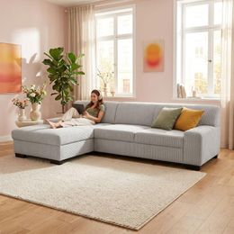 OTTO home Ecksofa &raquo;Faxe 268 x 153 cm, auch mit Schlaffunktion&laquo; L-Form, aus haustierfreundlichem Pet Friendly Cord grau 90% Polyester, 10% Nylon B/H/T: