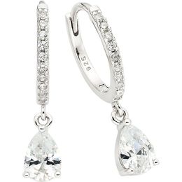 Firetti Damen Paar Creolen &raquo;Schmuck Geschenk Silber 925 Ohrschmuck Ohrringe Tropfenanh&auml;nger&laquo; mit Zirkonia (synth.) oder Spinell (synth.) silber 15,2mm