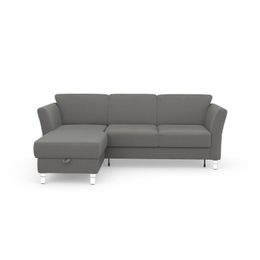 Sit & More sit&more Ecksofa &raquo;Visby L-Form&laquo; wahlweise mit Schlaffunktion und Bettkasten, frei im Raum stellbar grau B/H/T: 248cm x 87cm x 162cm, Struktur fein, 