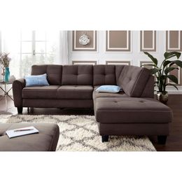 Sit & More sit&more Ecksofa &raquo;Varese L-Form&laquo; mit Federkern, wahlweise mit Schlaffunktion und Stauraum braun Luxus-Microfaser (100% Polyester)IStruktur fein (100% 