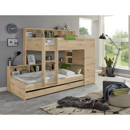 Relita Etagenbett 2 Schlafgelegenheiten, Kleiderschrank, Regalablagen u. Bettschublade beige Liegefl&auml;che B/L: 90cm x 200cm H: 181,2cm, kein H&auml;rtegrad, ohne 