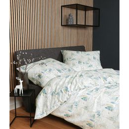 Janine Bettw&auml;sche &raquo;Mako-Satin42137 02&laquo; mit Reissverschluss blau Mako-Satin, Obermaterial: 100% Baumwolle B/L: 155cm x 220cm, 1 Stk., 1 Stk., Mako-Satin, B/L: