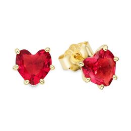 Firetti Damen Paar Ohrstecker &raquo;Schmuck Geschenk Ohrschmuck in Herzform mit Glasstein&laquo; mit Glasstein rot Silber 925 (Sterlingsilber)