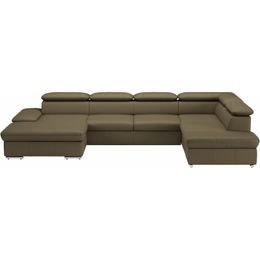Sit & More sit&more Wohnlandschaft &raquo;Valantine U-Form, B: 349 cm&laquo; mit Arm- & Kopfteilverstellung, optional mit Schlaffunktion gr&uuml;n NaturLEDER ;Spannstoff B/H/T: 