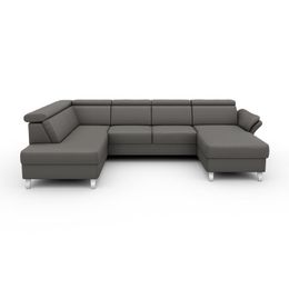 Sit & More sit&more Wohnlandschaft &raquo;Vincenzo U-Form&laquo; inklusive Kopfteilverstellung, optional Schlaffunktion & Bettkasten grau B/H/T: 317cm x 84cm x 93cm, Luxus-
