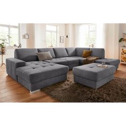 Sit & More sit&more Wohnlandschaft &raquo;Santorini U-Form&laquo; mit Federkern und Sitztiefenverstellung, wahlweise mit Schlaffunktion grau Luxus-Microfaser ALTARA NUBUCK (