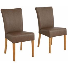 Home Affaire 4-Fu&szlig;stuhl &raquo;Queen Polsterstuhl&laquo; (Set) 4 Stk.verschiedene Bez&uuml;ge, Gestell Massivholz braun Massivholz B/H/T: 47cm x 93cm x 64cm, 4 Stk., 