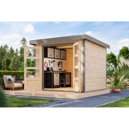 Karibu Gartenhaus &raquo;Jupiterino 3, in verschiedenen Farben&laquo; braun Massivholz ohne Fu&szlig;boden, Blechdach