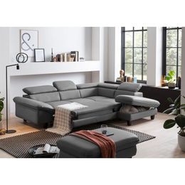 OTTO home Ecksofa &raquo;Pilot L-Form&laquo; mit Kopfteilverstellung, wahlweise mit Schlaffunktion & Bettkasten grau 100% Polyester; Feinstruktur 75000 