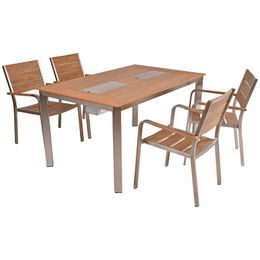 Garden Pleasure Garten-Essgruppe &raquo;FLORENCE&laquo; 5 Stk. tlg. mit platzsparenden Stapelst&uuml;hlen beige Aluminium, Kunststoff B/H/T: 150cm x 85cm x 190cm
