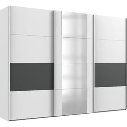 wimex Schwebet&uuml;renschrank &raquo;Barmbek Schlafzimmerschrank Garderobenschrank&laquo; Kleiderschrank mit 2 Stoffboxen und 2 zus&auml;tzlichen B&ouml;den, Spiegelt&uuml;r wei&szlig; 