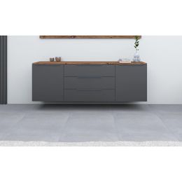 borchardt M&ouml;bel borchardt M&ouml;bel Sideboard &raquo;Tom, Kommode Breite 166cm, h&auml;ngend oder stehend mit Metallgriffen&laquo; 2 T&uuml;ren 3 Schubk&auml;sten, verstellbare Einlegeb&ouml;den grau 
