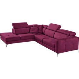 Egoitaliano Ecksofa &raquo;Matt, hoher Sitzkomfort und aufwendige Detailverarbeitung, L-Form&laquo; mit Ottomane, inkl. verstellbarer Kopfteile zum Relaxen pink B/H/T: 285cm 