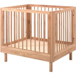 Vipack Kinderbett &raquo;stabil und hochwertig gebaut, Kanten gerundet, umlaufendes Gitter&laquo; 95/75 cm, inkl. Bodenplatte, aus massiver Eiche natur ge&ouml;lt braun 