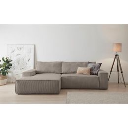 OTTO home Ecksofa &raquo;SHERWOOD Cord L-Form, 267 cm - OTTO. Verl&auml;ssliche Qualit&auml;t.&laquo; Schlaffunktion mit Bettkasten (210x136 cm), Cord, Vintage, Samtvelours
