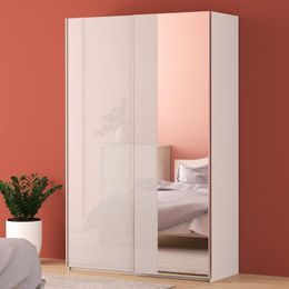 FORTE Schwebet&uuml;renschrank &raquo;Fittio. Made in Europe, 2 Schiebet&uuml;ren, modernes Design&laquo; H&ouml;he 2,35 mtr, stehende Montage, Spiegel wei&szlig; Holzwerkstoff Wei&szlig;, 