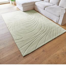 ANDIAMO Teppich &raquo;Dale&laquo; rechteckig 10 mm H&ouml;he Uni Farben, Hoch-Tief-Struktur, Carving-Effekt, Wohnzimmer gr&uuml;n B : 120cm 1 Stk., 10mm, L: 170cm