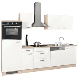 Optifit K&uuml;chenzeile &raquo;Faro&laquo; Breite 270 cm, wahlweise mit E-Ger&auml;ten, mit Arbeitsplatte wei&szlig; B/H/T: 270cm x 60cm, ohne E-Ger&auml;te