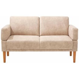 OTTO home Sofa &raquo;Fehmarn&laquo; in 3 Breiten beige Luxus Microfaser (Zusammensetzung: 100% Polyester) B/H/T: 190cm x 98cm x 81cm, Luxus-Microfaser Lederoptik