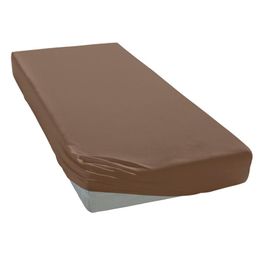 Elegante Spannbettlaken &raquo;Uni Zwirn-Jersey&laquo; aus hochwertigem Garn braun Mako-Jersey, Obermaterial: 97% Baumwolle, 3% Elasthan 1 Stk., Mako-Jersey, 140-160x190-