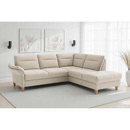 Sit & More sit&more Ecksofa &raquo;Pamela, B: 218 cm, L-Form, wahlweise mit Schlaffunktion und Bettkasten&laquo; mit Federkern und Liegefl&auml;che aus Originalstoff beige 95% 