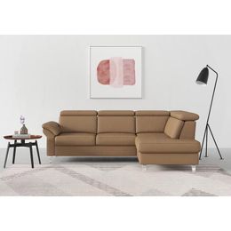 Sit & More sit&more Ecksofa &raquo;Arngast L-Form&laquo; inklusive Kopfteilverstellung und Federkern braun B/H/T: 245cm x 84cm x 194cm, NaturLEDER , Ottomane rechts, ohne 