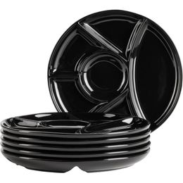 M&auml;ser M&Auml;SER Fondueteller &raquo;Fondueteller Set, aus Porzellan, &Oslash; 21,5 cm&laquo; Geschirr-Set, Teller Set schwarz Porzellan 22cm
